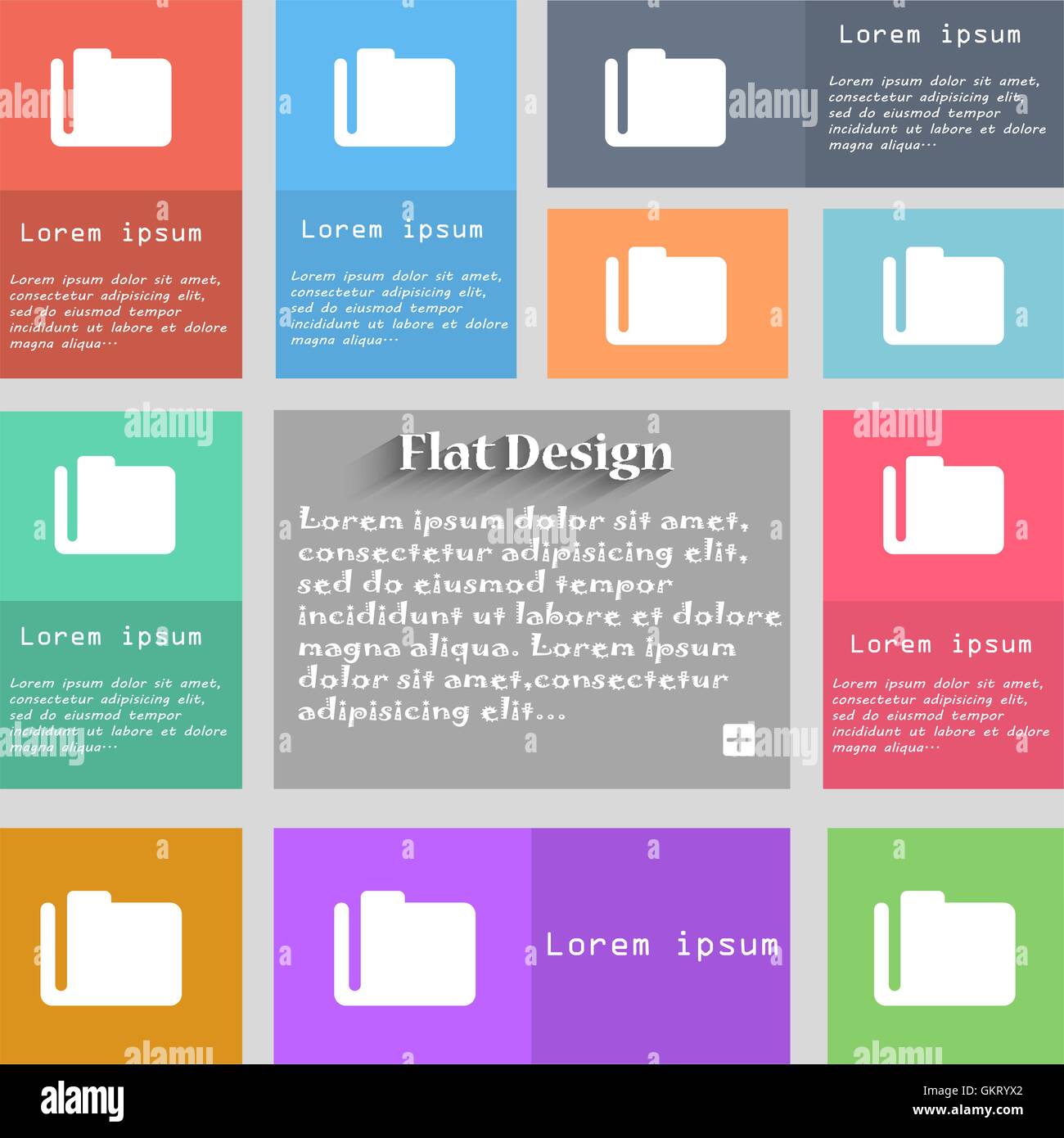 Document folder icon sign. Set of multicolored buttons. Metro style ...