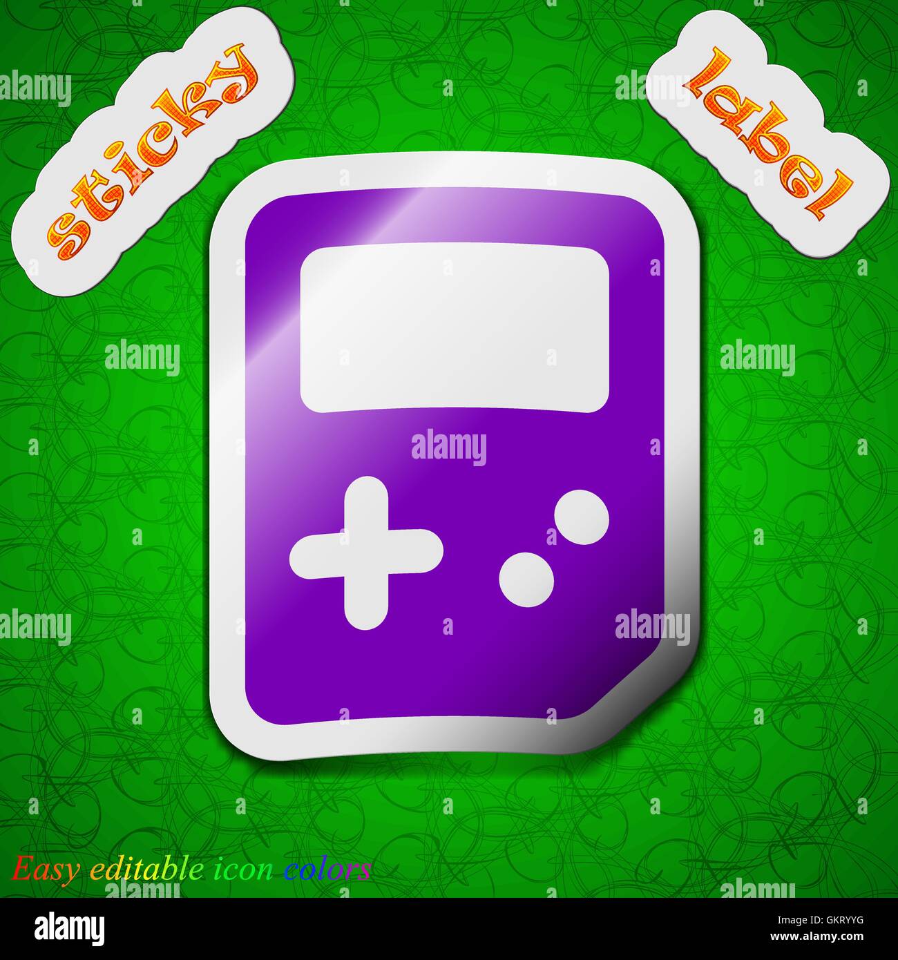 Tetris icon sign. Symbol chic colored sticky label on green background ...