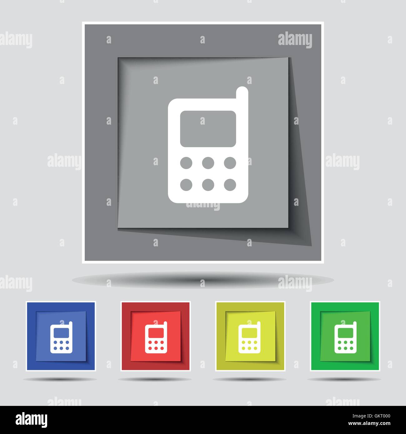 mobile phone icon sign on original five colored buttons. Vector Stock ...