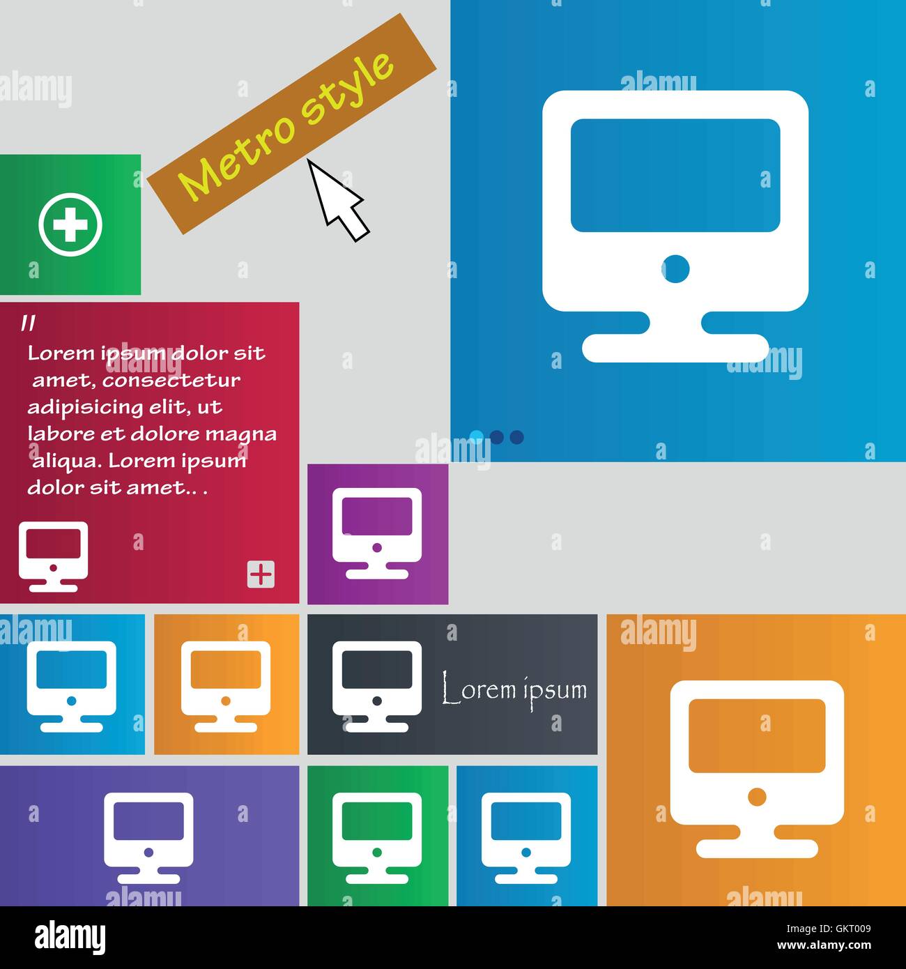 monitor icon sign. buttons. Modern interface website buttons with cursor pointer. Vector Stock ...