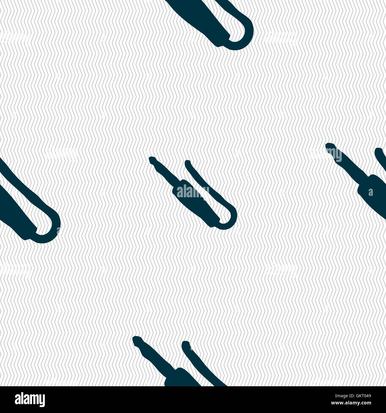plug, mini jack icon sign. Seamless pattern with geometric texture ...