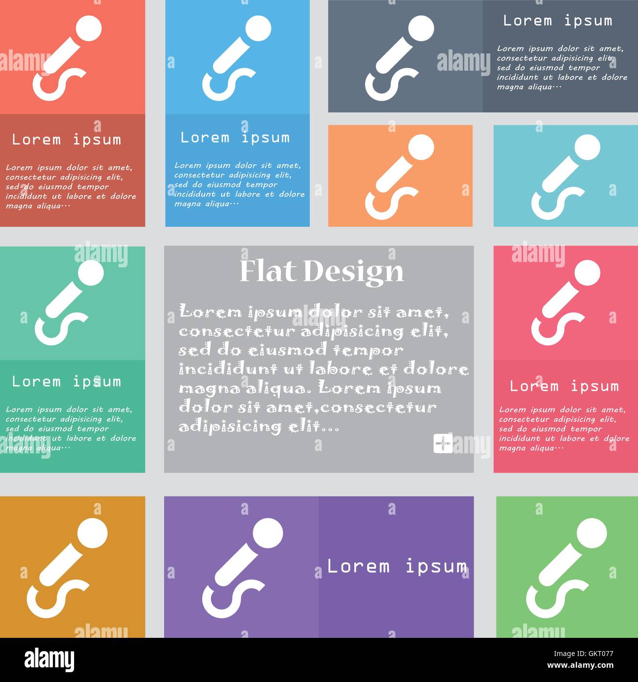 microphone icon sign. Set of multicolored buttons with space for text ...
