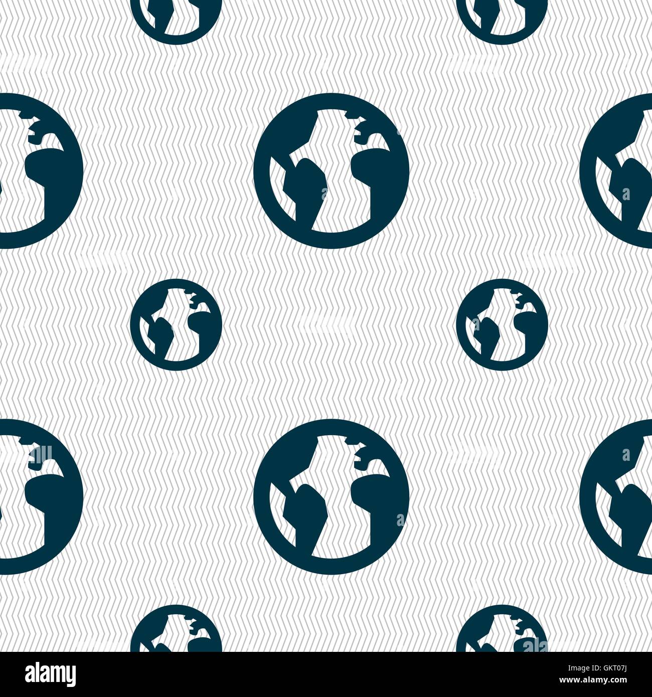 Globe, World map geography icon sign. Seamless pattern with geometric ...