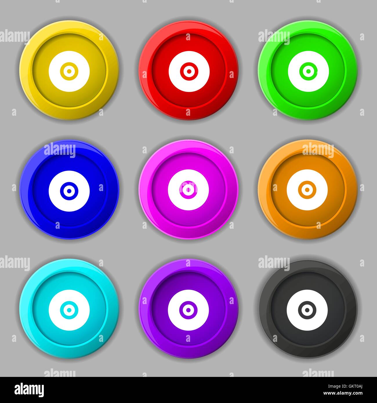 CD or DVD icon sign. symbol on nine round colourful buttons. Vector ...