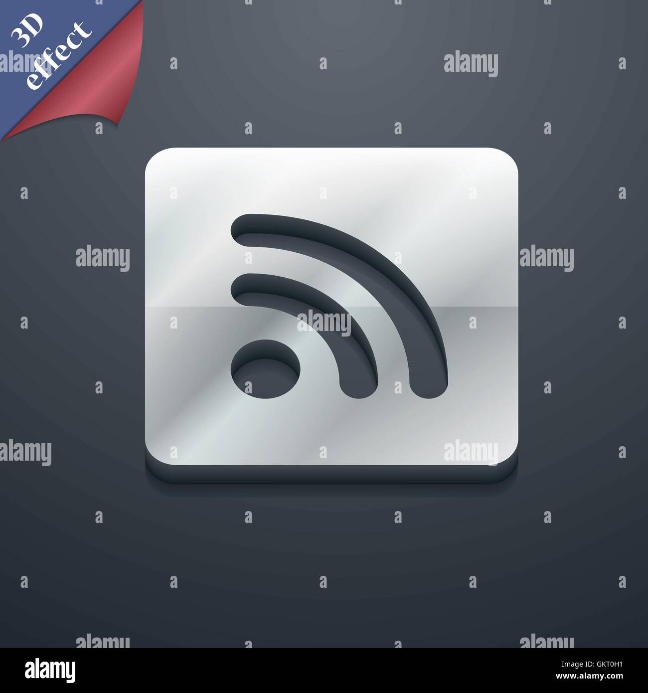 RSS feed icon symbol. 3D style. Trendy, modern design with space for ...