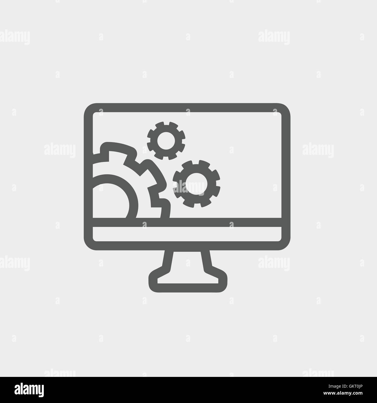 Computer and gear thin line icon Stock Vector Image & Art - Alamy