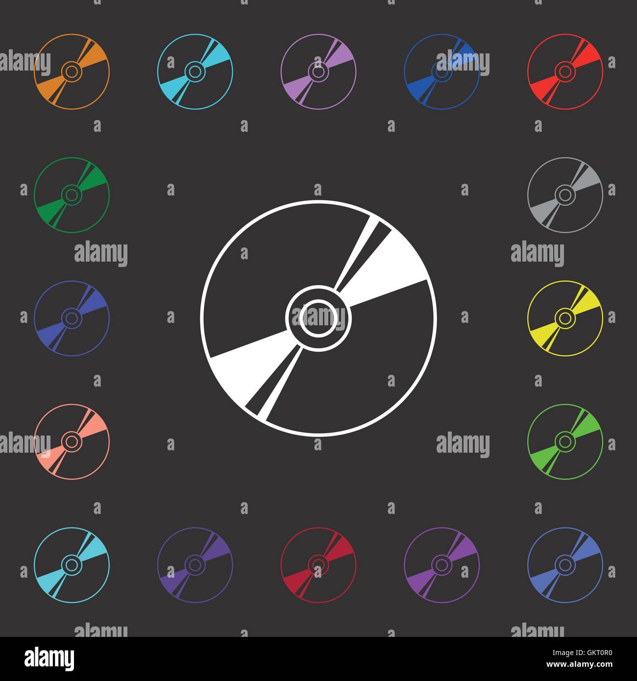 Cd, DVD, compact disk, blue ray icon sign. Lots of colorful symbols for ...