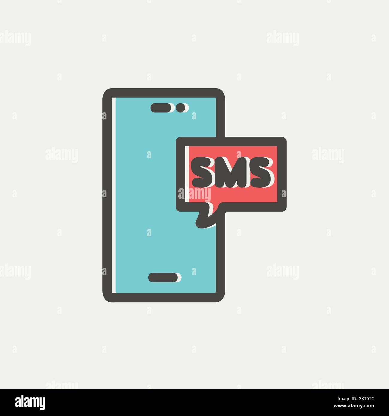 Mobile phone with SMS can receive and send messages thin line icon ...