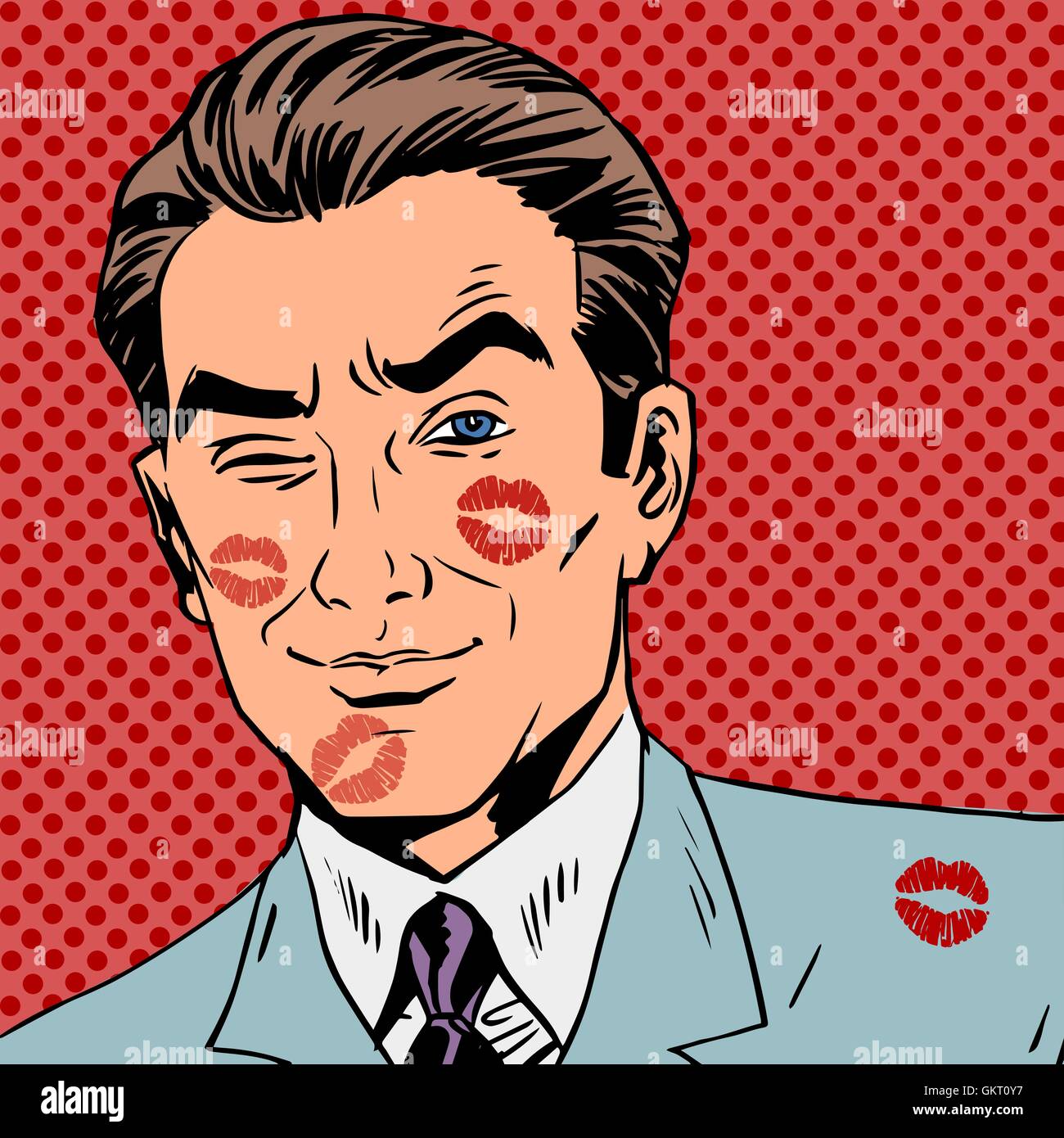 Traces Of A Kiss On The Man Face Pop Art Retro Stock Vector Image And Art