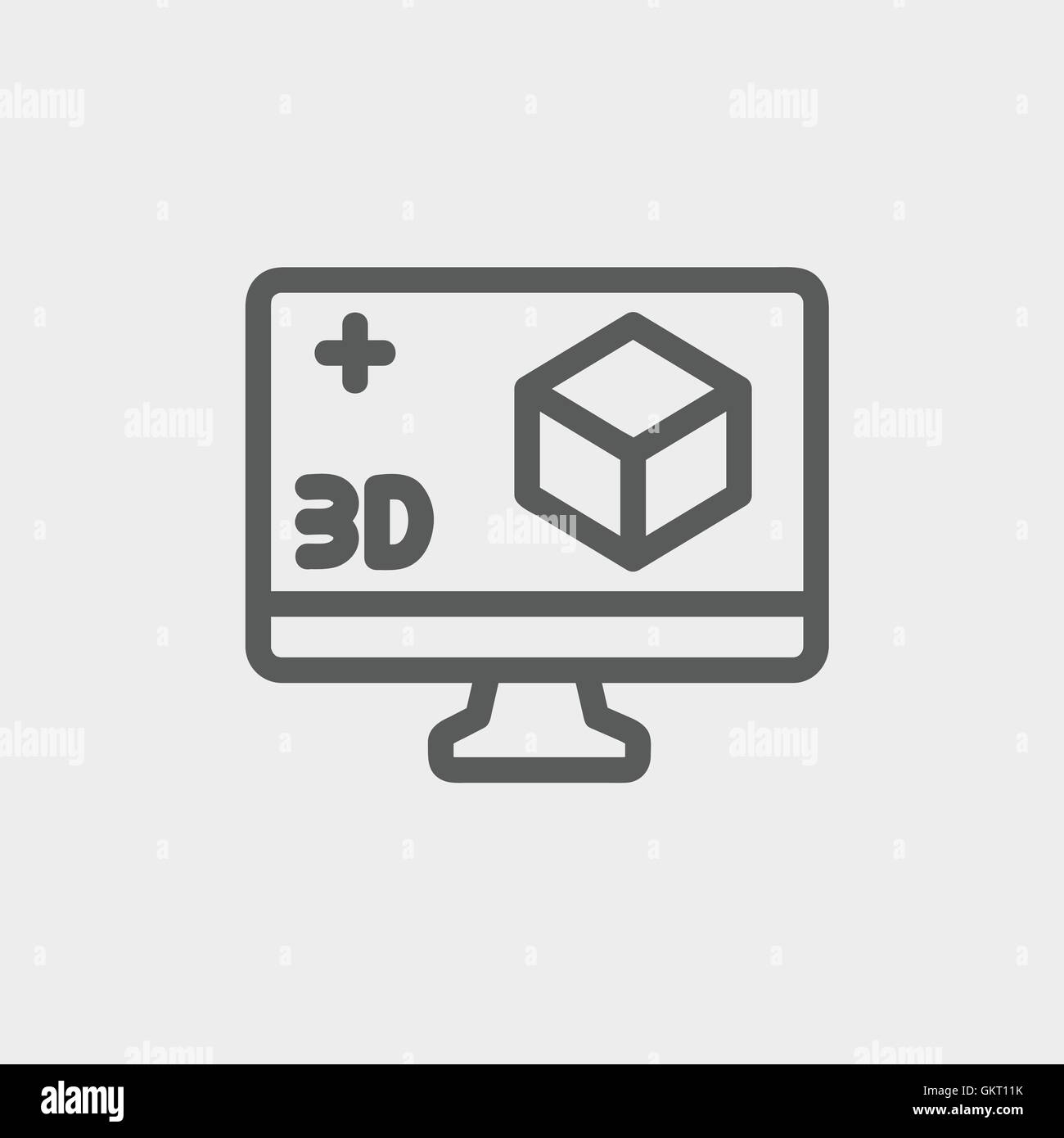 Computer monitor with 3D box thin line icon Stock Vector Image & Art ...
