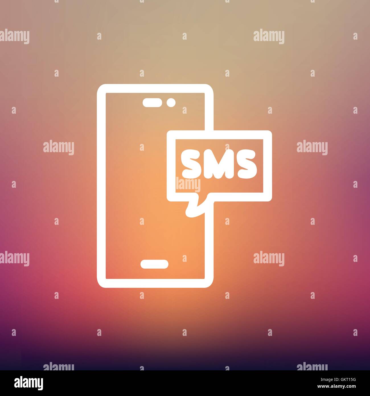 Mobile phone with SMS can receive and send messages thin line icon ...