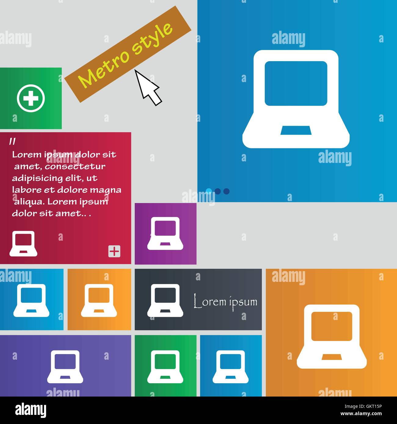 Laptop icon sign. buttons. Modern interface website buttons with cursor pointer. Vector Stock ...