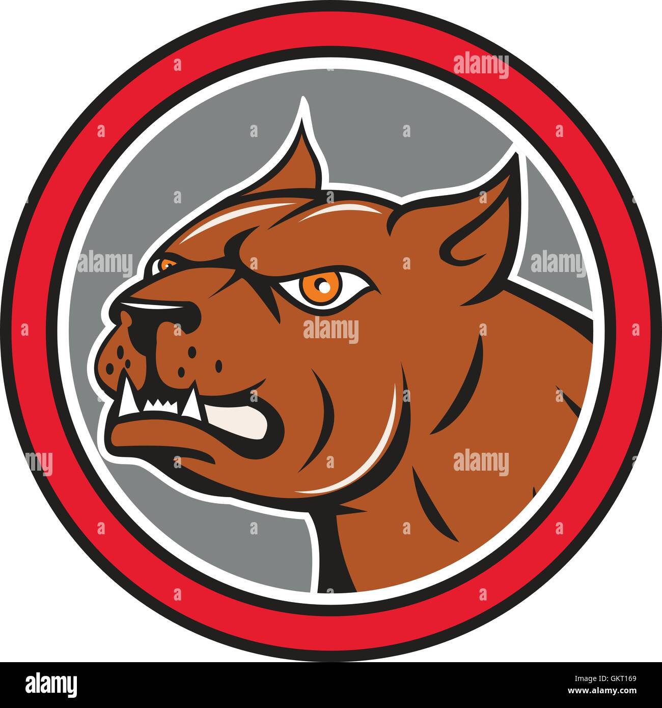 Pitbull Dog Mongrel Head Circle Side Cartoon Stock Vector Image & Art ...