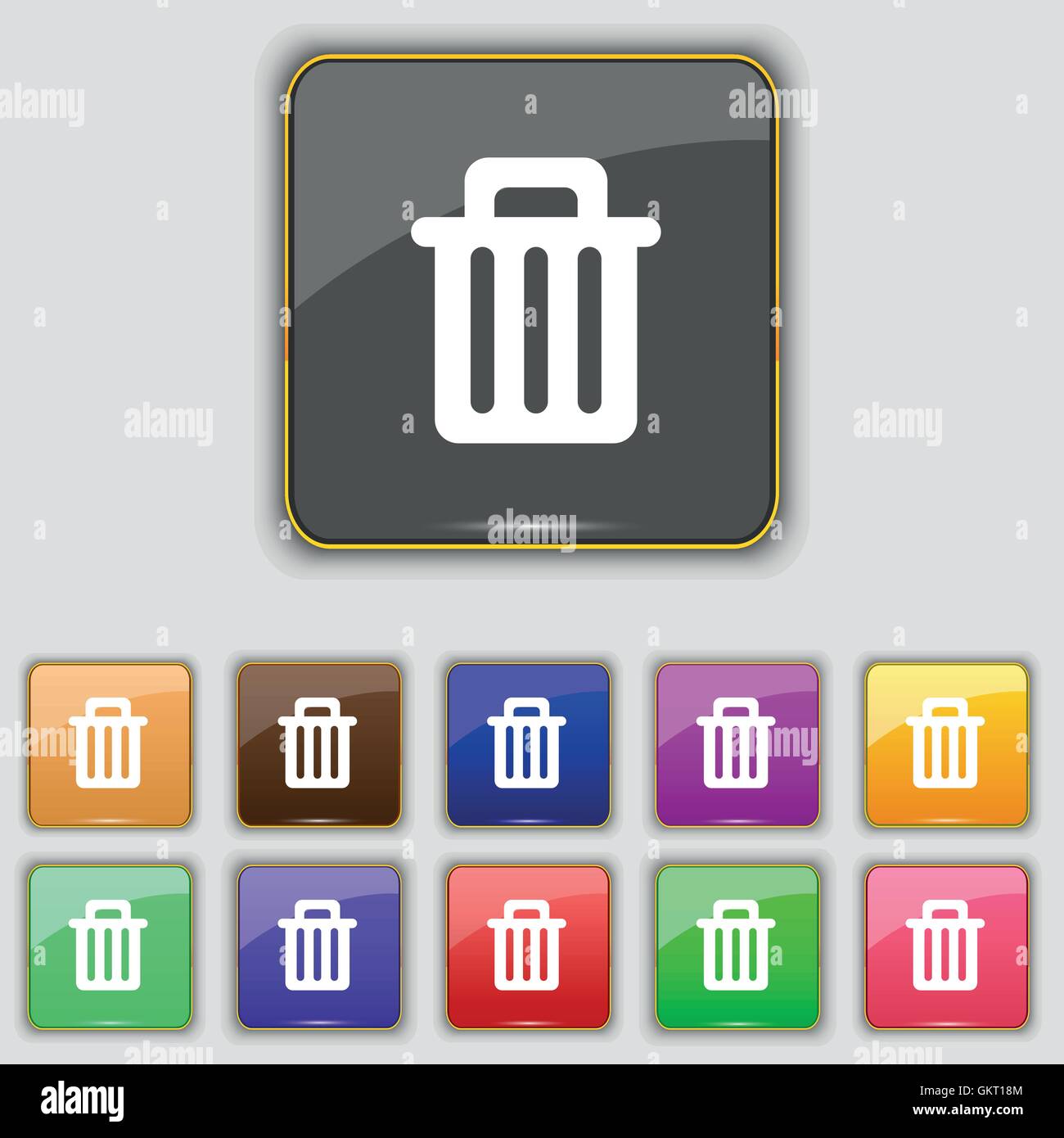 Recycle bin icon sign. Set with eleven colored buttons for your site ...