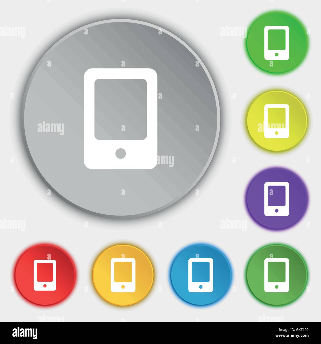 Tablet icon sign. Symbol on five flat buttons. Vector Stock Vector ...