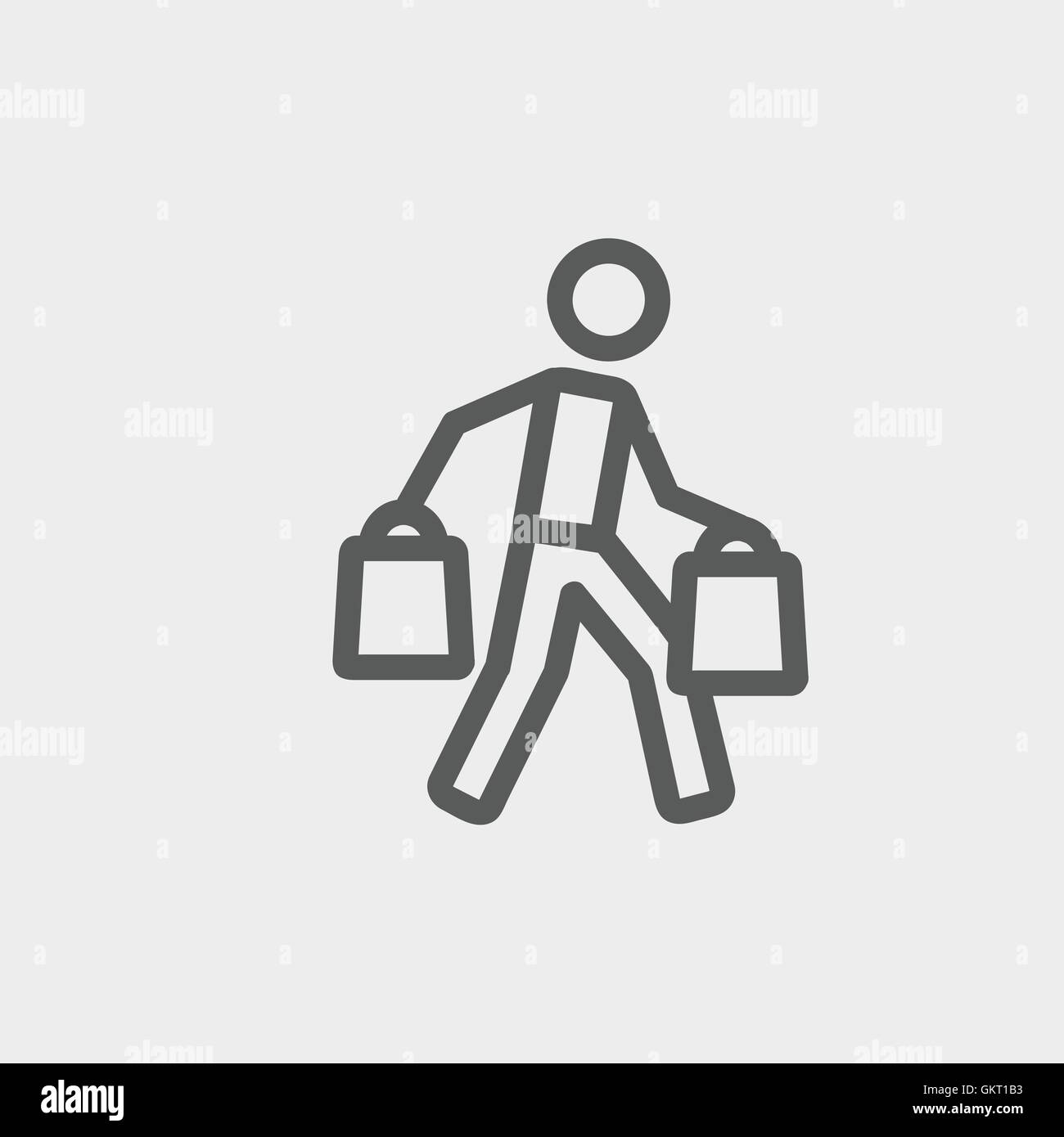 Man carrying shopping bags thin line icon Stock Vector Image & Art - Alamy