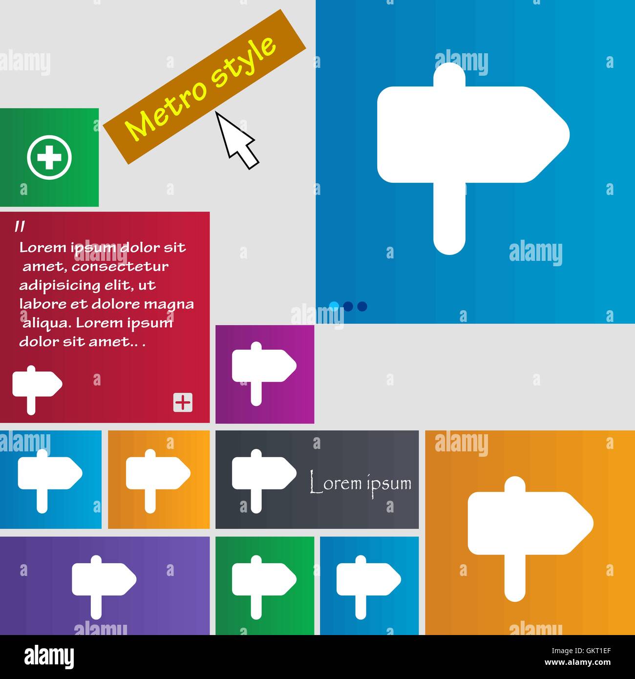 Information Road icon sign. Metro style buttons. Modern interface website buttons with cursor ...