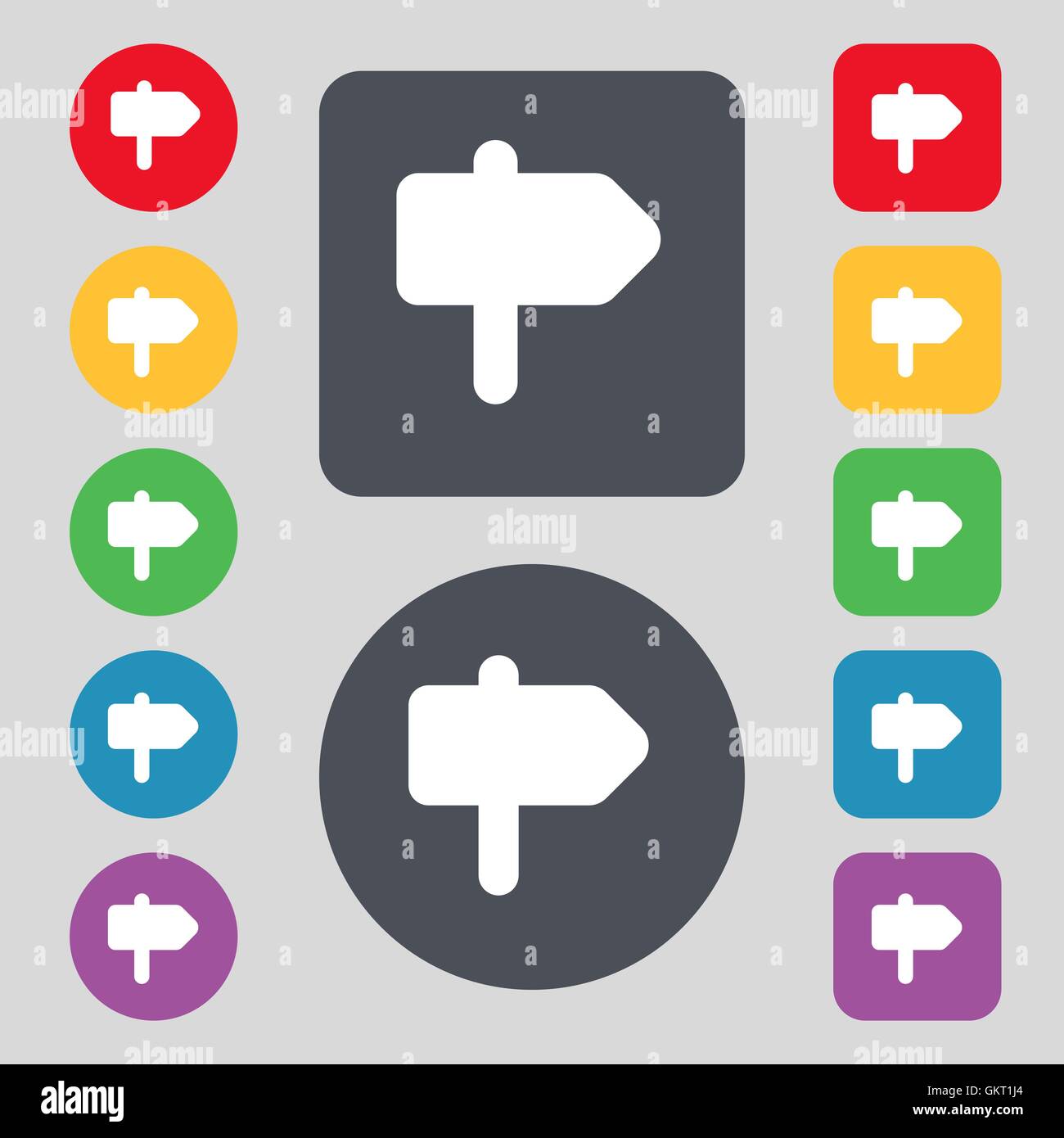 Information Road icon sign. A set of 12 colored buttons. Flat design ...