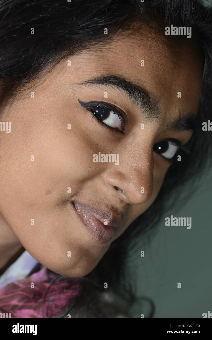 Close-up portrait of a dusky, beautiful Indian model Stock Photo - Alamy