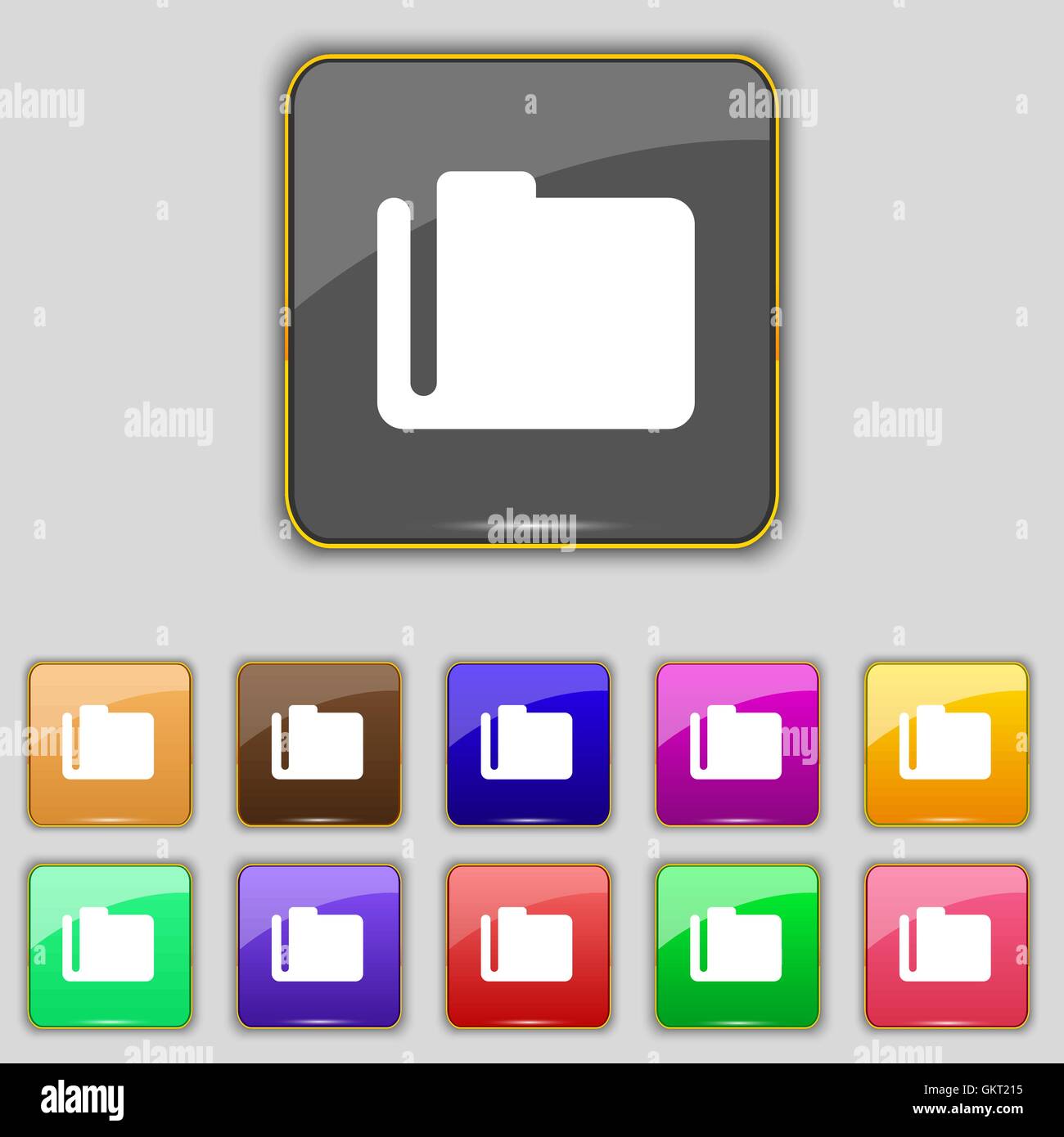 Document folder icon sign. Set with eleven colored buttons for your ...