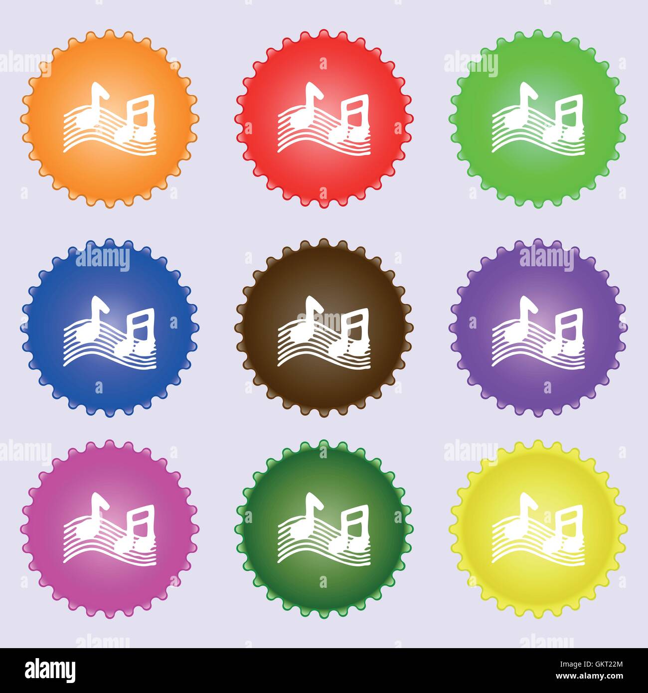musical note, music, ringtone icon sign. A set of nine different ...