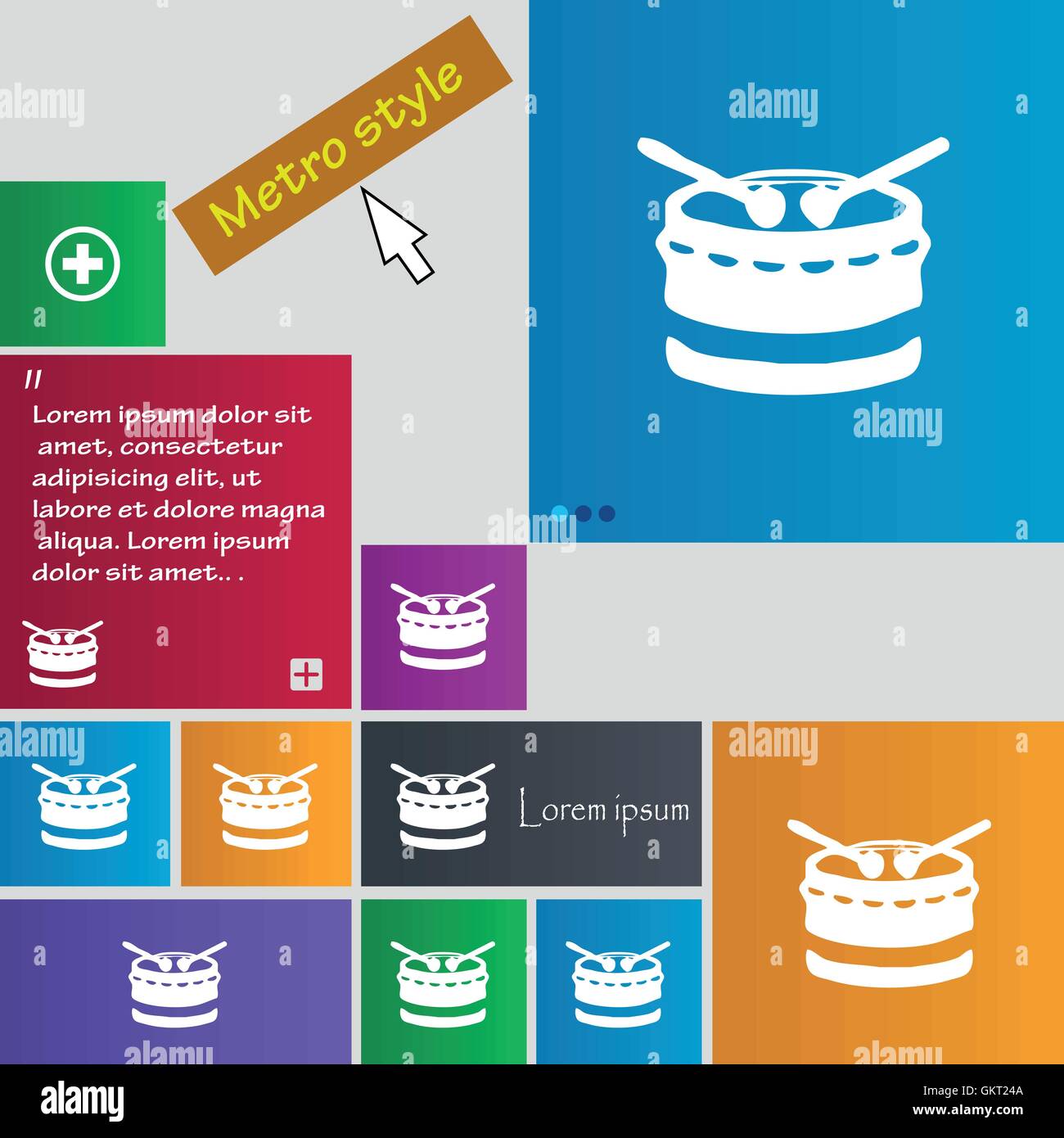 drum icon sign. buttons. Modern interface website buttons with cursor pointer. Vector Stock ...