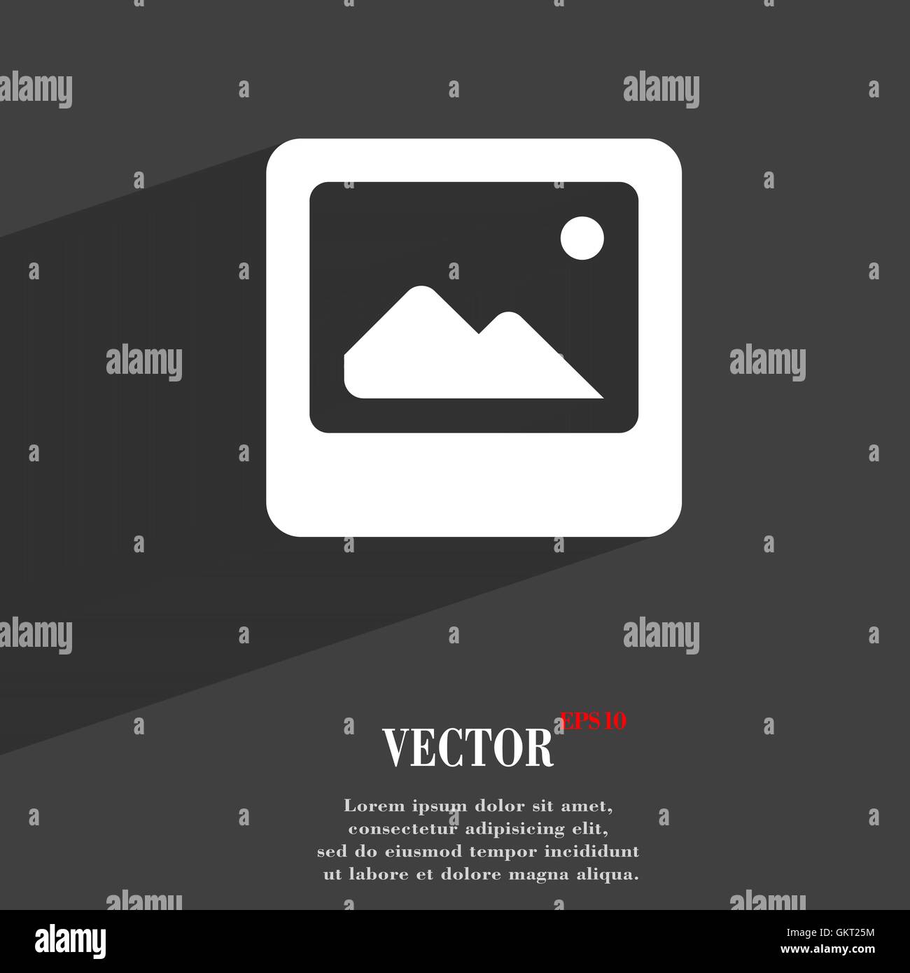 Photo frame template icon symbol Flat modern web design with long ...