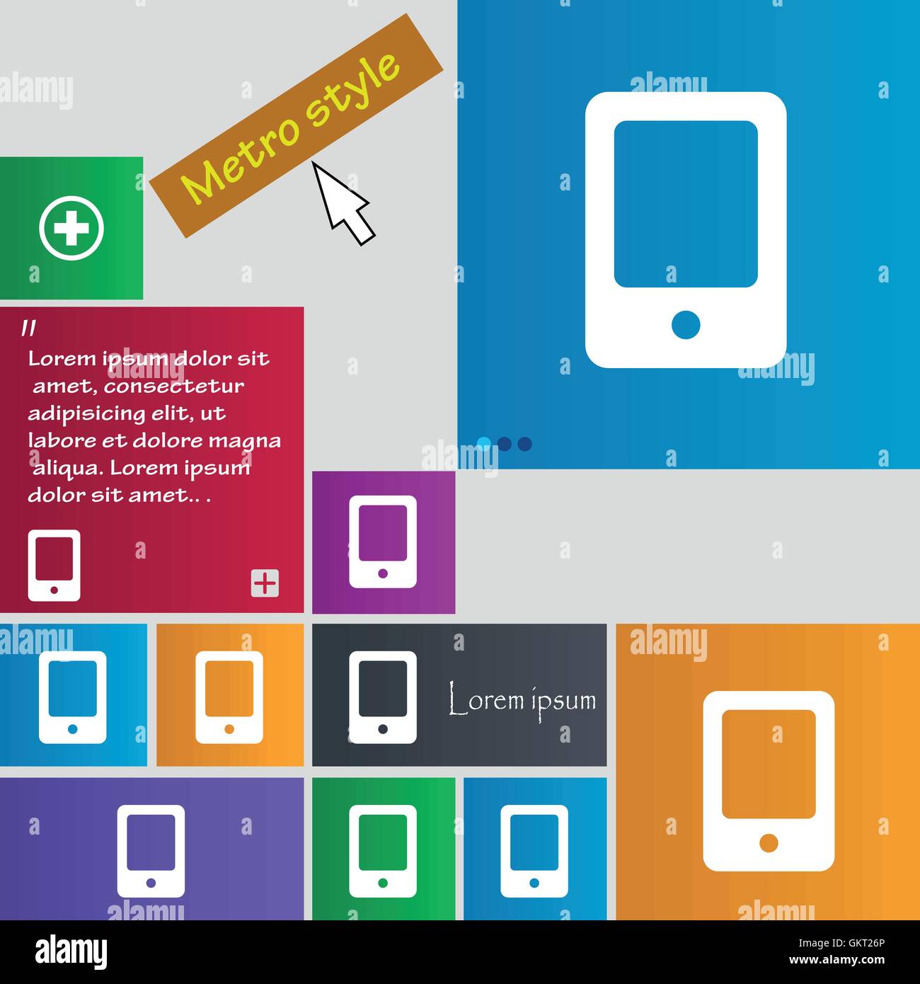 Tablet icon sign. buttons. Modern interface website buttons with cursor ...