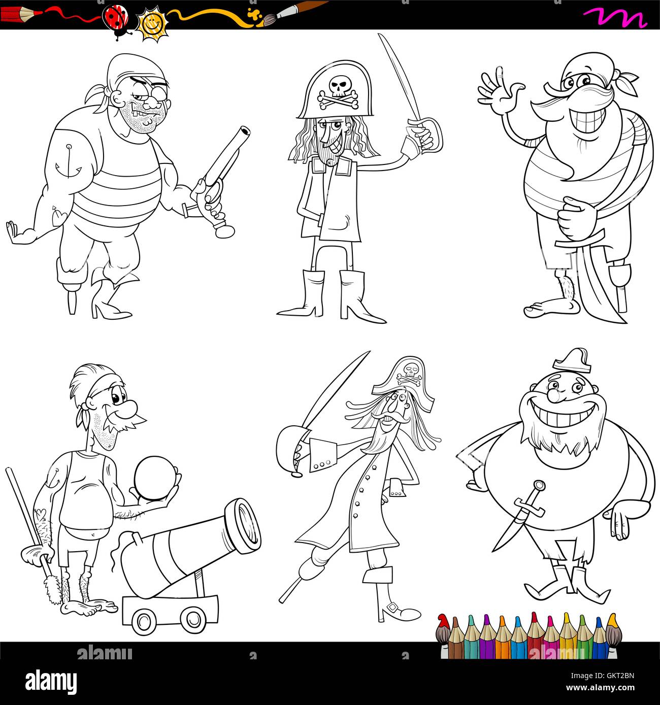 Pirates cartoon coloring book hi-res stock photography and images - Alamy