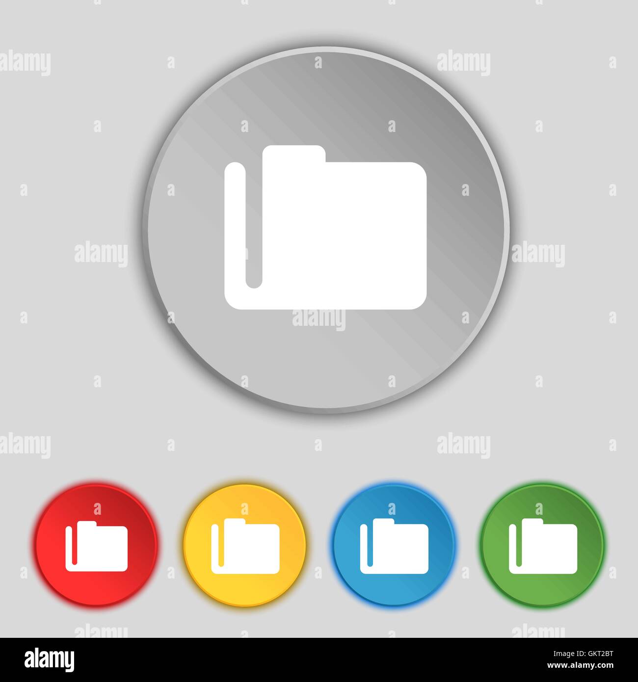 Document folder icon sign. Symbol on five flat buttons. Vector Stock ...