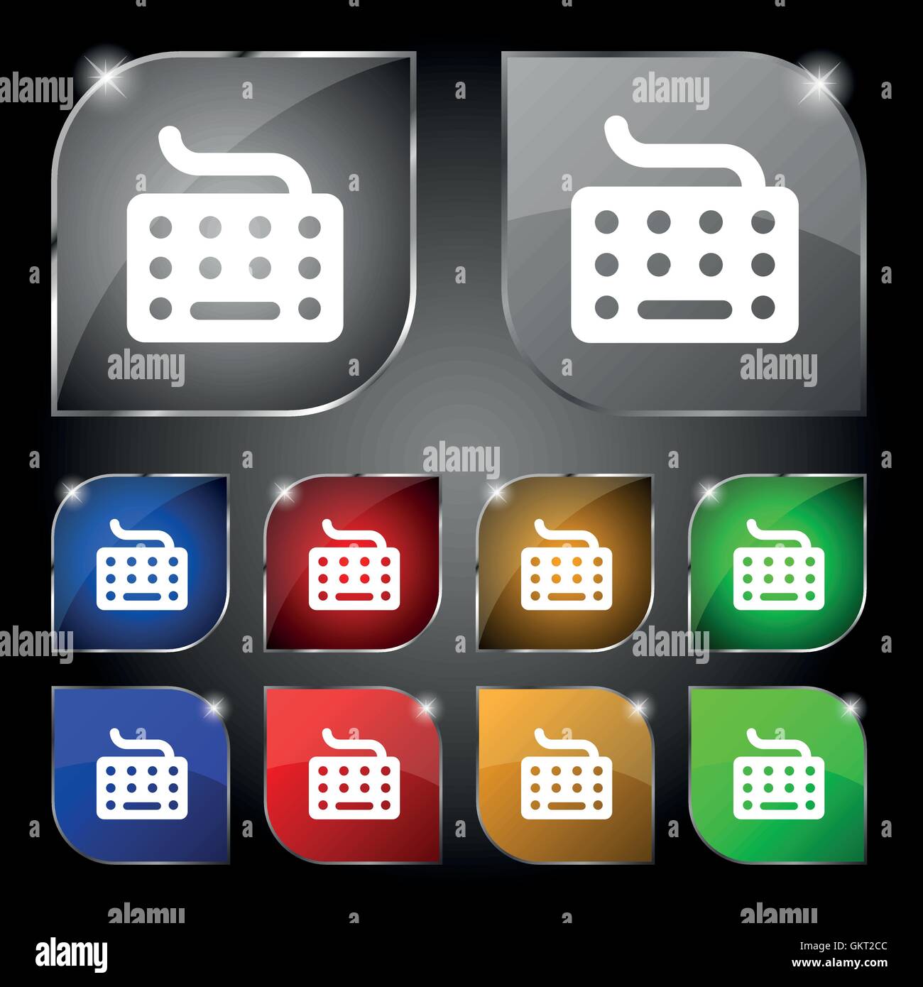 keyboard icon sign. Set of ten colorful buttons with glare. Vector ...