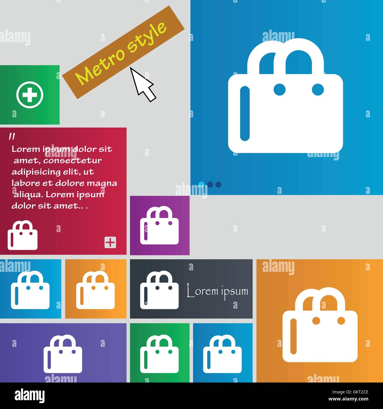 shopping bag icon sign. buttons. Modern interface website buttons with cursor pointer. Vector ...