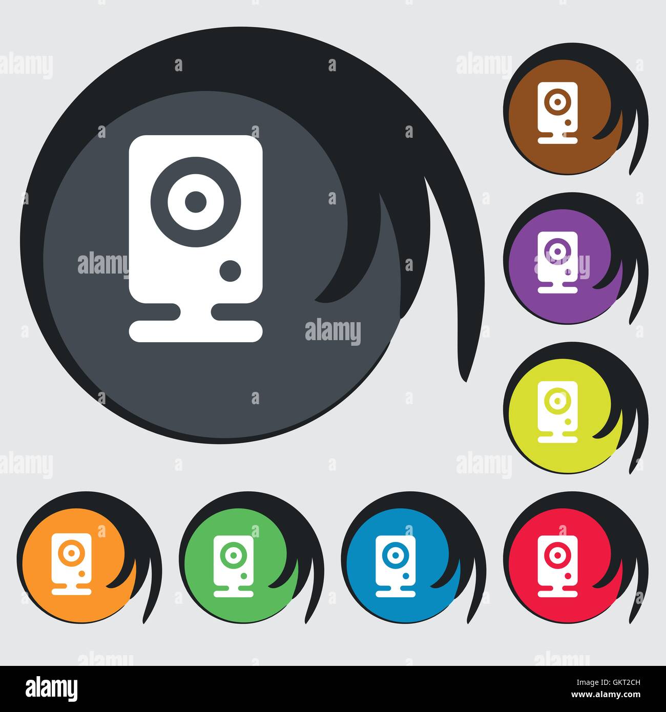 Web cam icon sign. Symbol on eight colored buttons. Vector Stock Vector ...