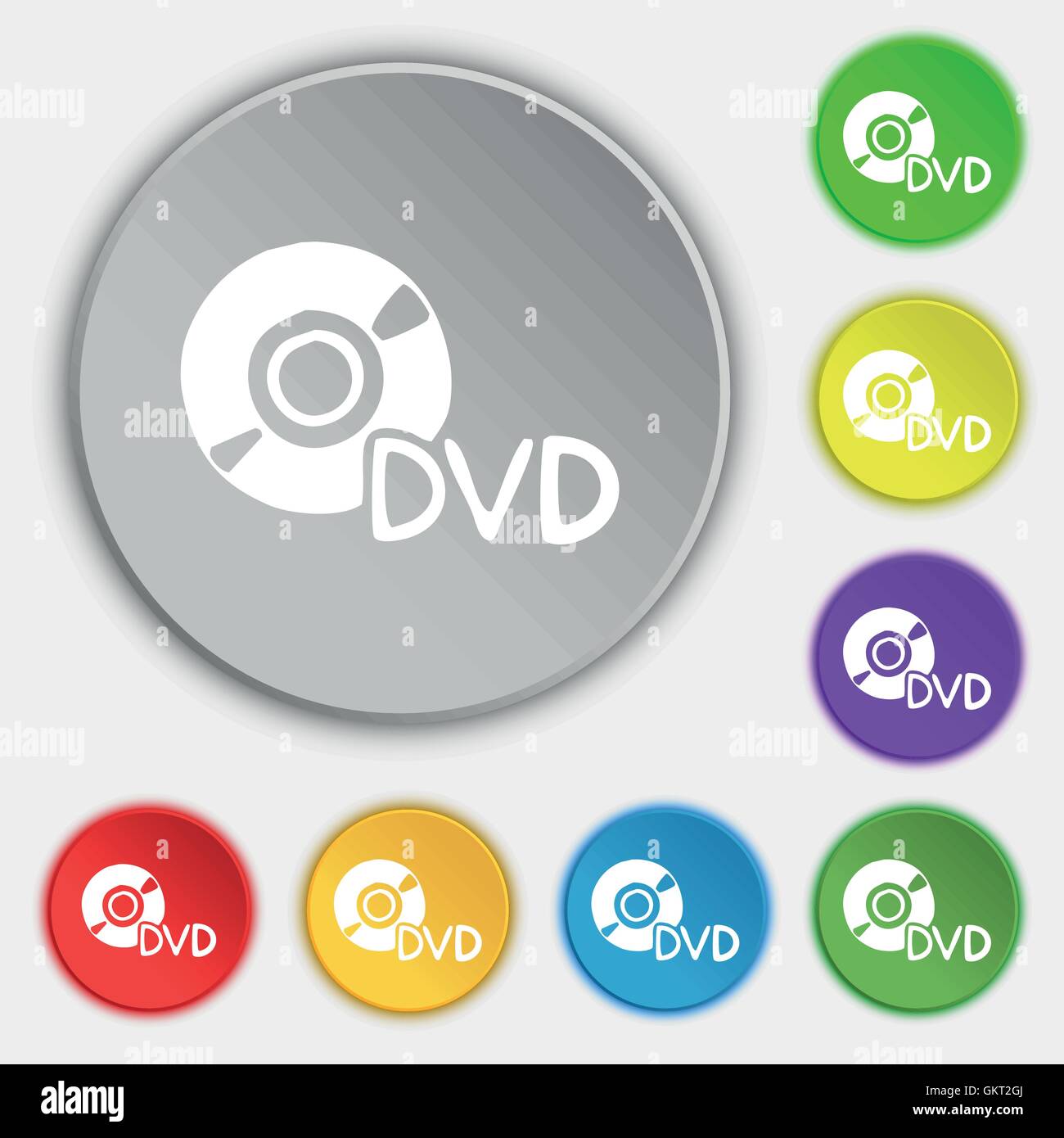 dvd icon sign. Symbol on five flat buttons. Vector Stock Vector Image ...