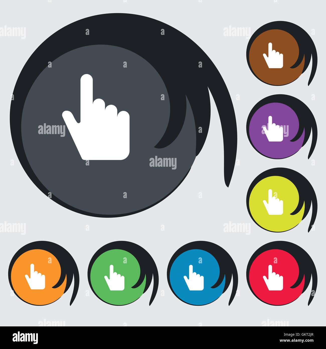 cursor icon sign. Symbol on eight colored buttons. Vector Stock Vector ...