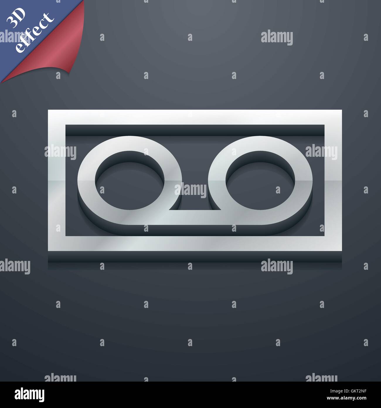audio cassette icon symbol. 3D style. Trendy, modern design with space ...