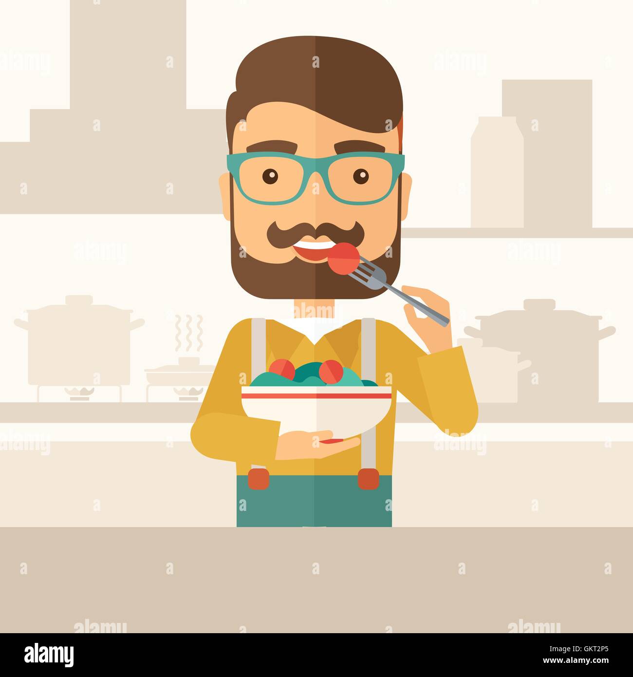 Hungry man eating Stock Vector Image & Art - Alamy