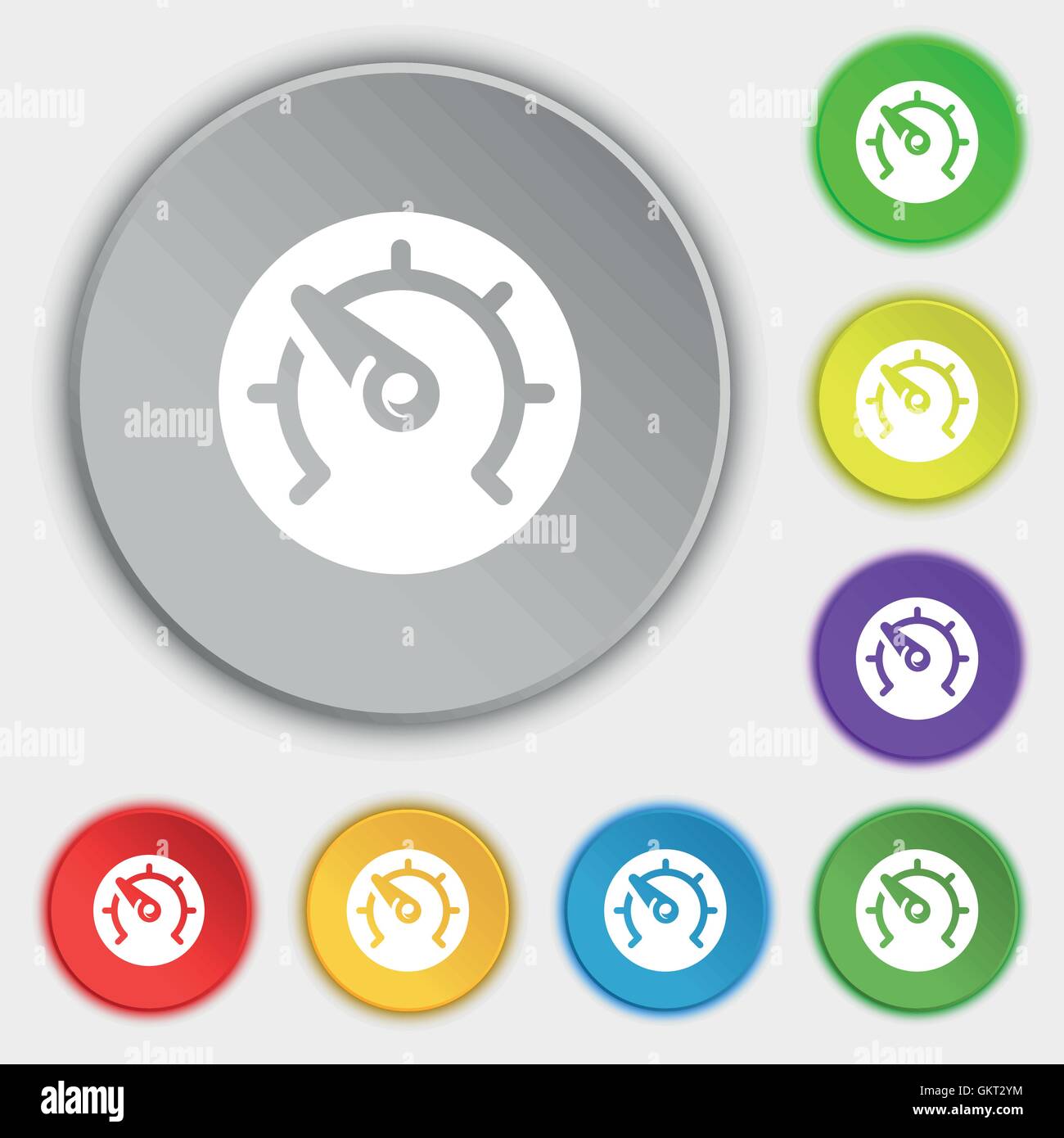 speed, speedometer icon sign. Symbol on five flat buttons. Vector Stock ...