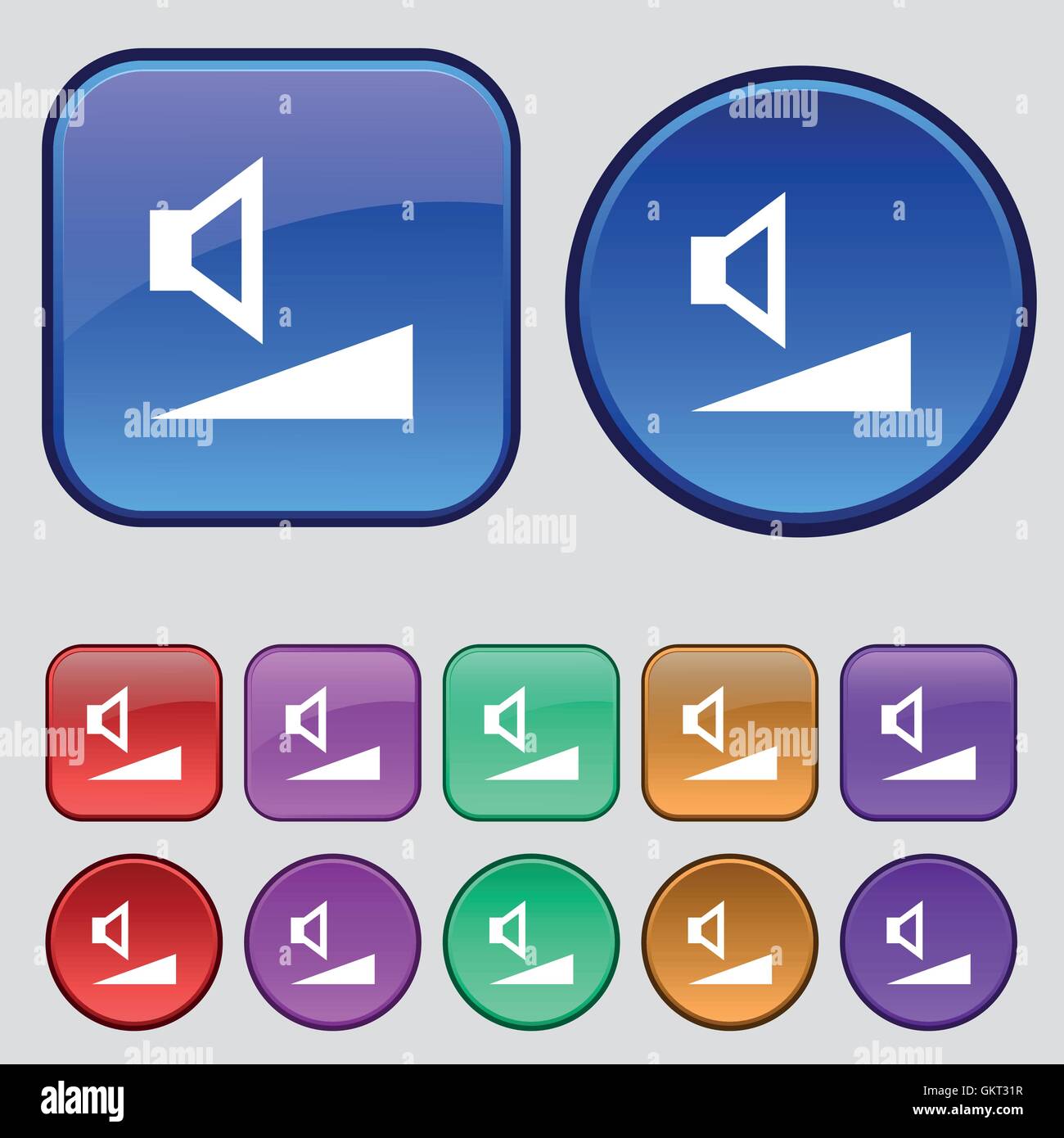 volume, sound icon sign. A set of twelve vintage buttons for your ...