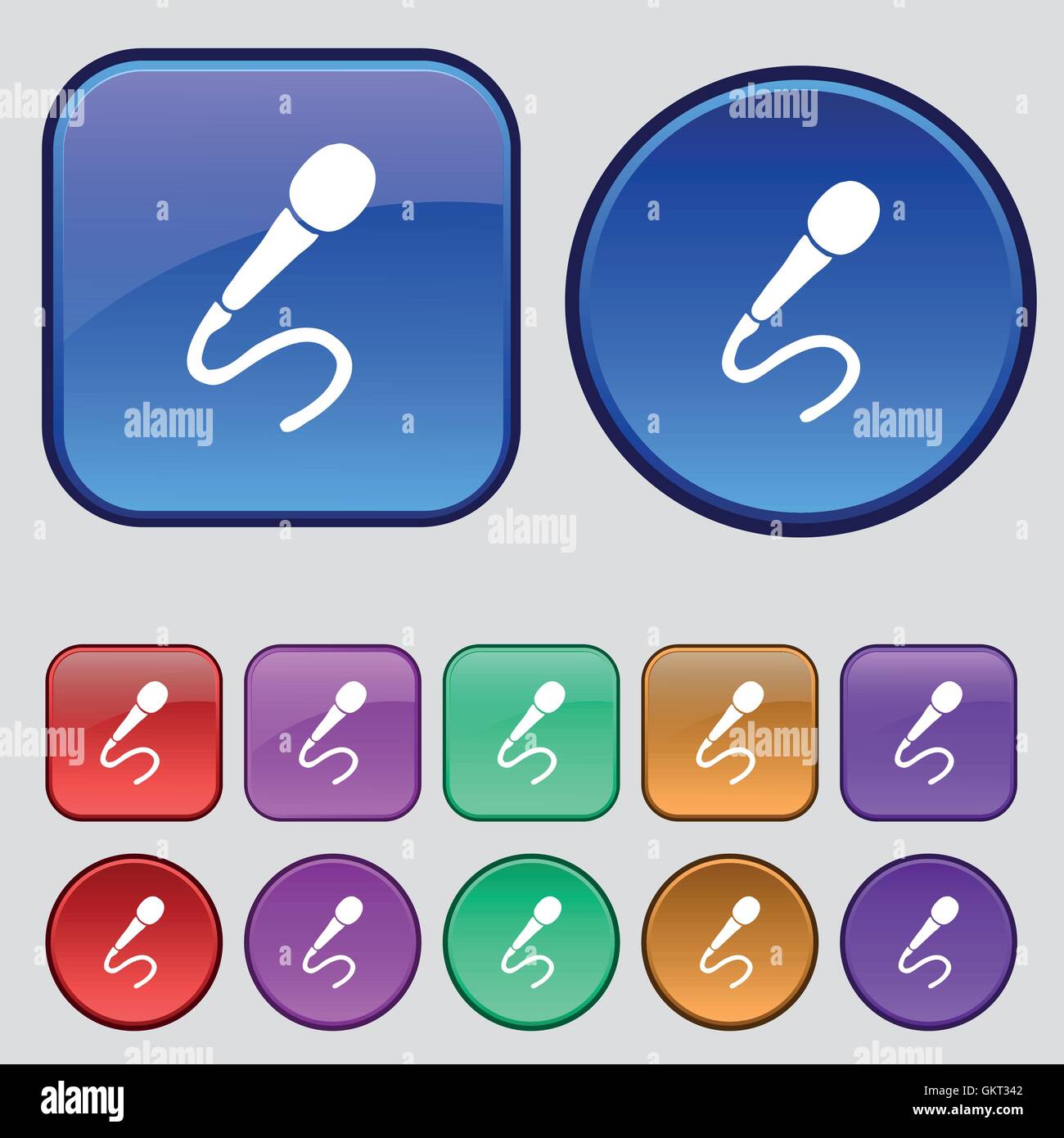 microphone icon sign. A set of twelve vintage buttons for your design ...