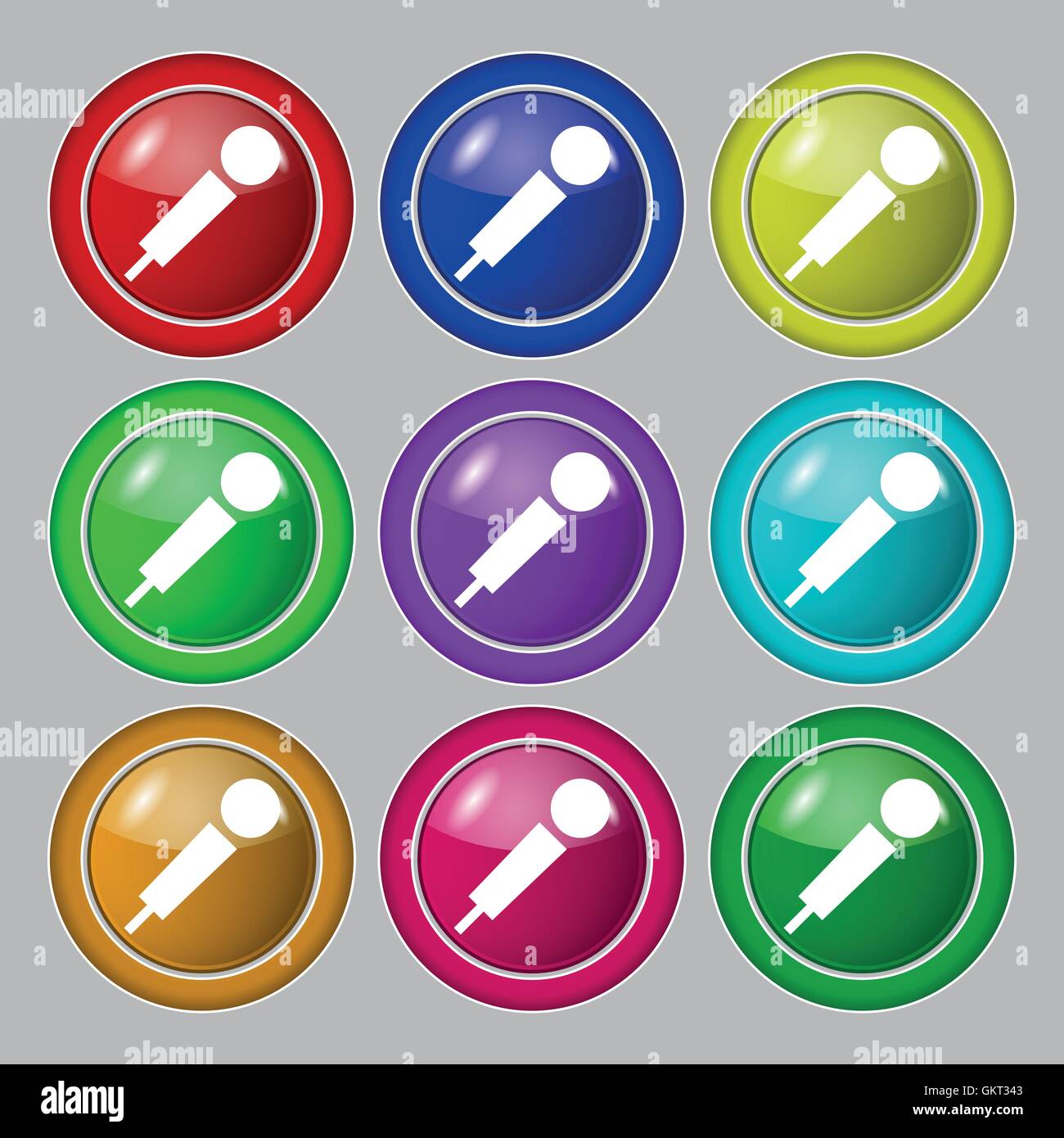 microphone icon sign. symbol on nine round colourful buttons. Vector ...