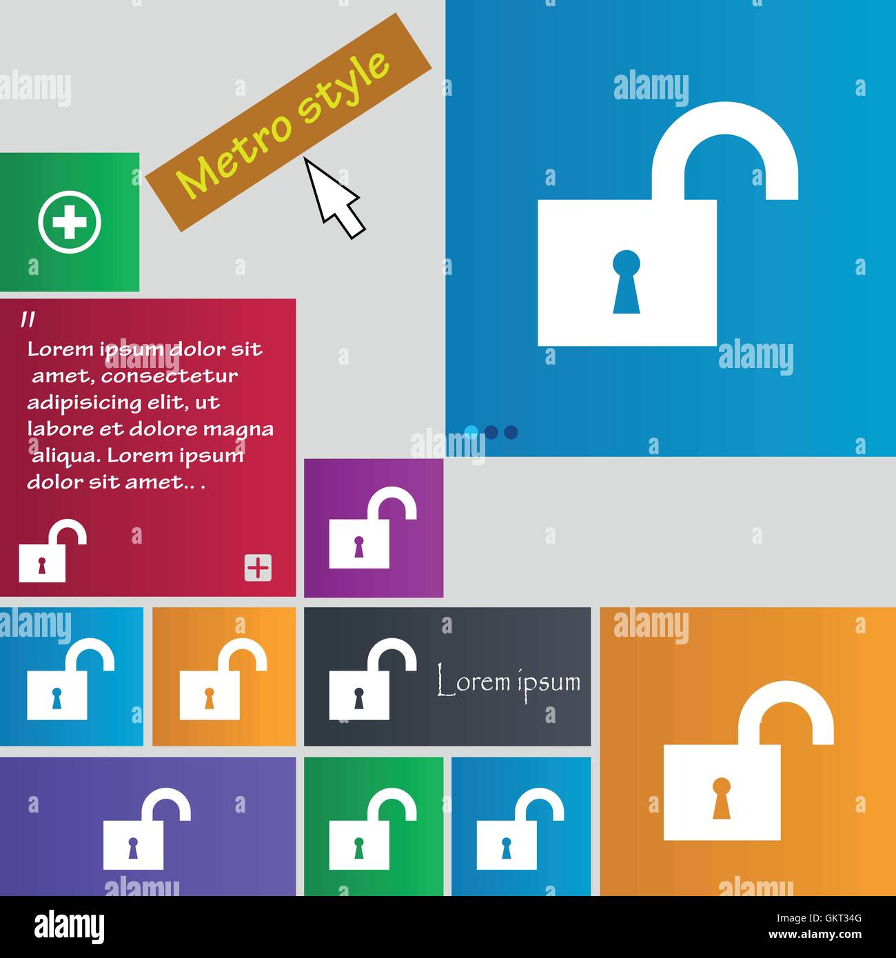 open lock icon sign. buttons. Modern interface website buttons with ...