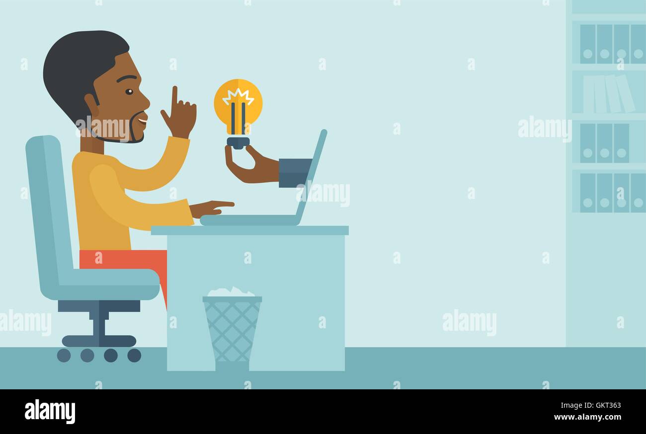 Black guy working inside his office Stock Vector Image & Art - Alamy