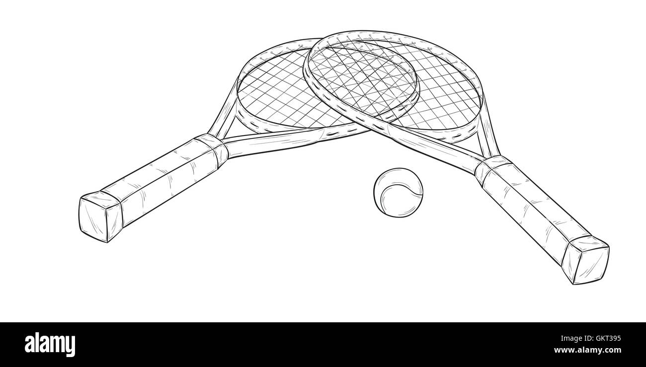 two tennis racquets and ball, sketch Stock Vector Image & Art - Alamy
