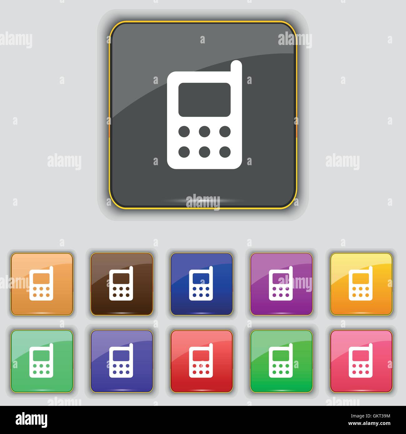 mobile phone icon sign. Set with eleven colored buttons for your site ...