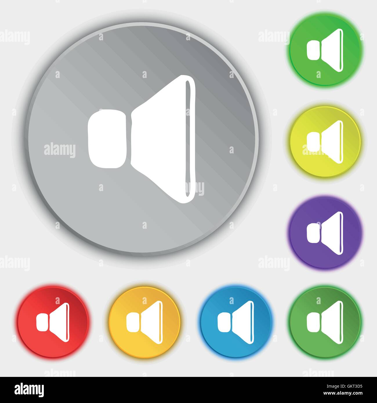 volume, sound icon sign. Symbol on five flat buttons. Vector Stock ...