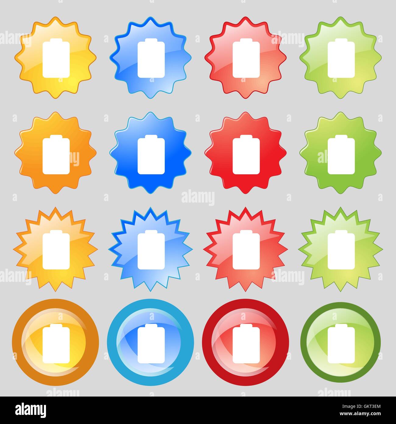 Battery empty, Low electricity icon sign. Set from sixteen multi ...