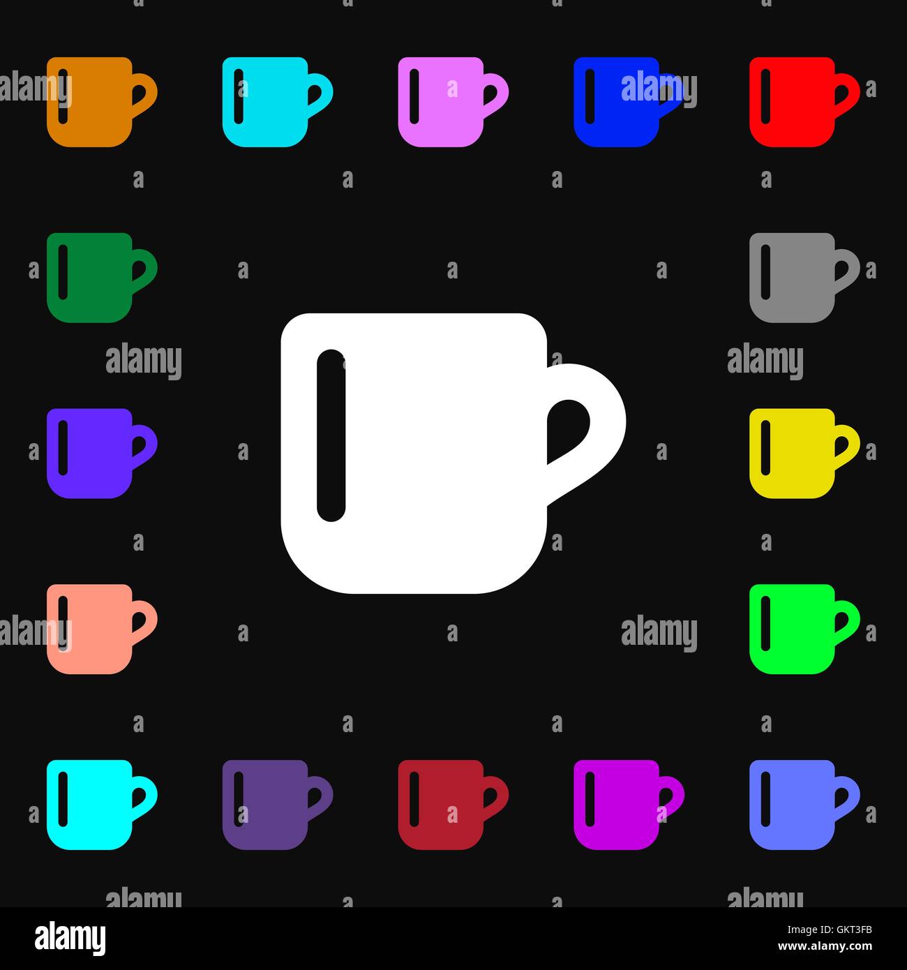 cup coffee or tea icon sign. Lots of colorful symbols for your design ...