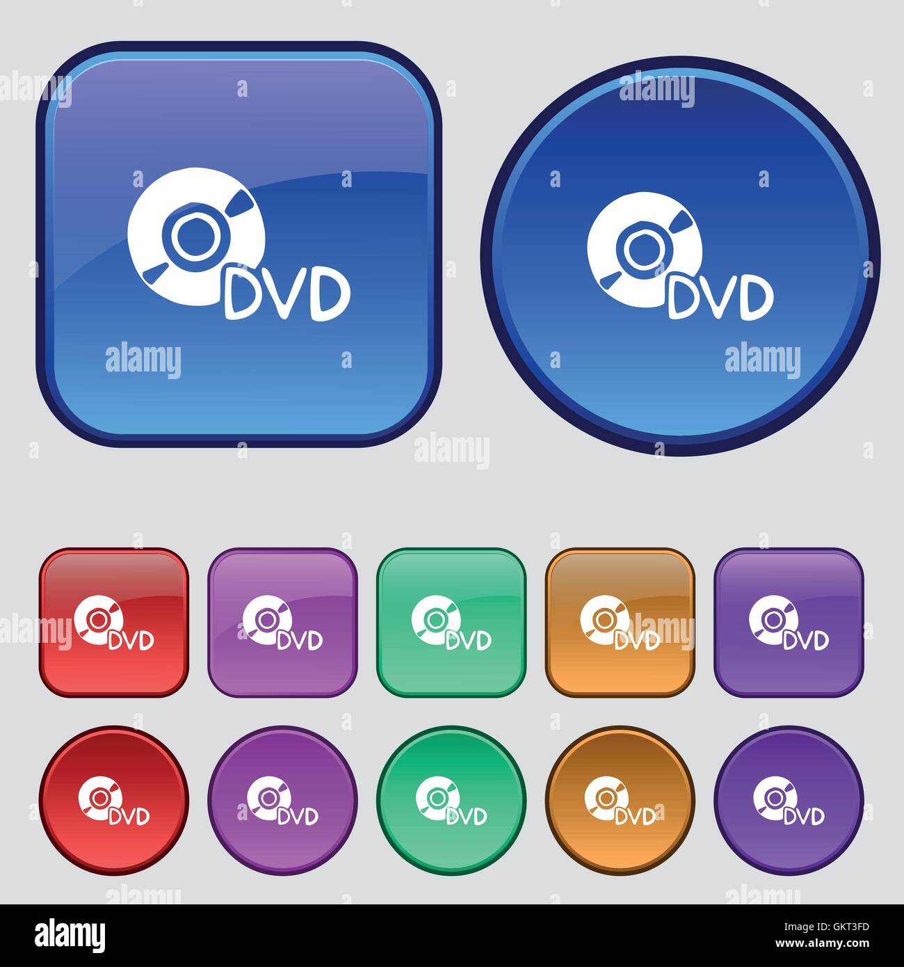 dvd icon sign. A set of twelve vintage buttons for your design. Vector ...