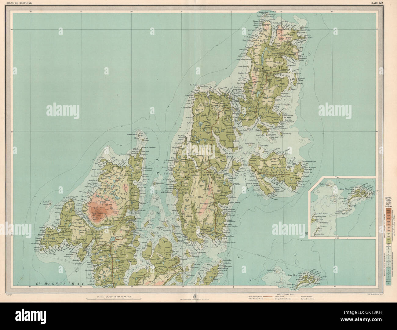 SHETLAND ISLANDS NORTH. Sullom Voe Yell Unst Out Skerries. LARGE, 1912 ...